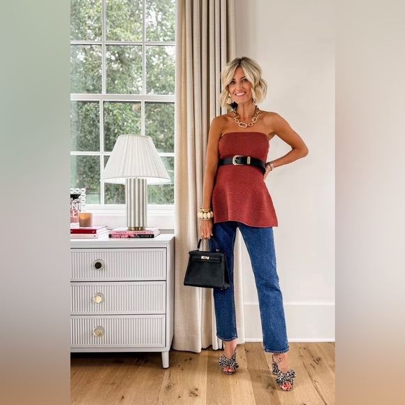 Maeve | Tops | Maeve Strapless Peplum Knit Top | Poshmark